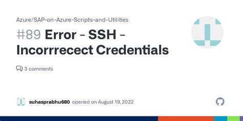 Error Ssh Incorrrecect Credentials Issue Azure Sap On Azure