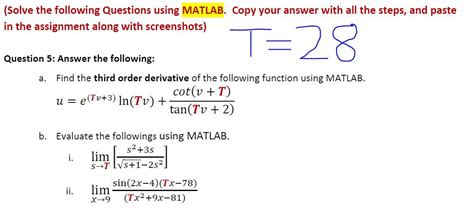 Solved Solve The Following Questions Using Matlab Copy