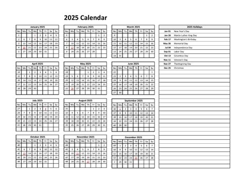 2025 Usa Federal Holidays Calendar Us Federal Holidays