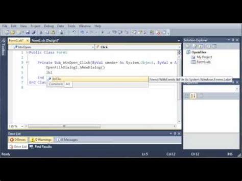 Visual Basic Tutorial Openfiledialog Youtube