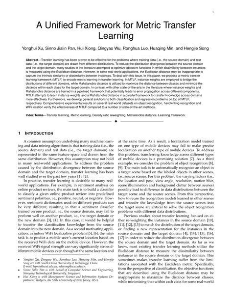 Pdf A Unified Framework For Metric Transfer Learning