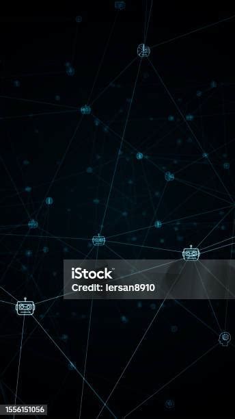 그리드 메시에 연결된 파란색 Ai 아이콘과 미래 추상 배경 기술 인공 지능 비서 개념에 대한 선 연결 개념에 대한 스톡 사진 및 기타 이미지 Istock