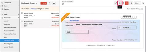 Cheque Help Zoho Books