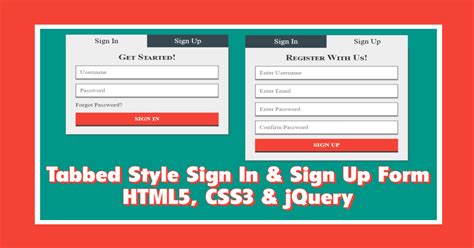 Tabbed Style Login Registration Form Design Using Html5 Css3 And Jquery