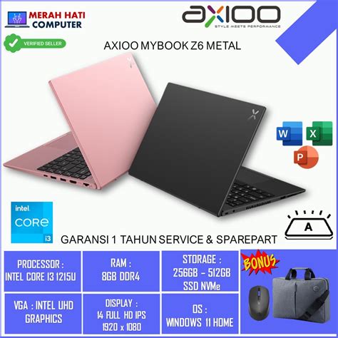 Jual Laptop Slim AXIOO MYBOOK Z6 METAL INTEL I3 GEN12 1215U RAM 8GB SSD 256GB 14 FHD IPS BACKLIT
