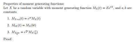 Solved Properties Of Moment Generating Functions Let X Be Chegg