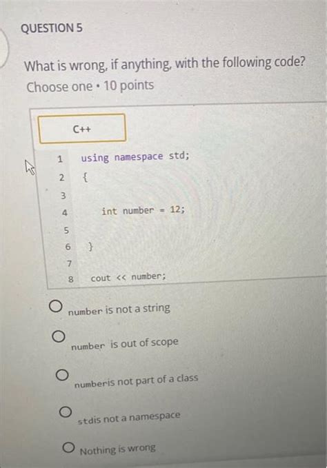 Solved Question 5 What Is Wrong If Anything With The