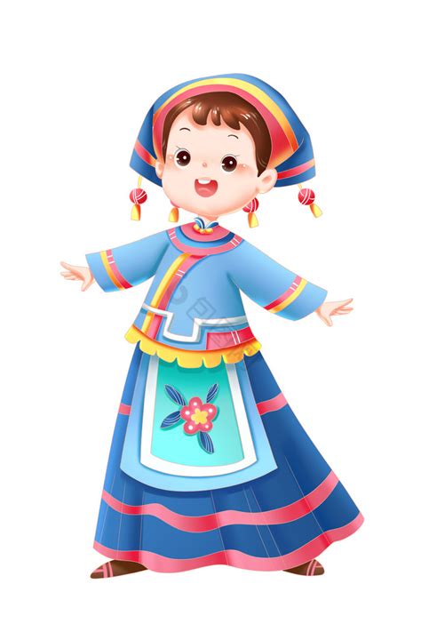 少数民族壮族服饰女孩形象png下载 包图网
