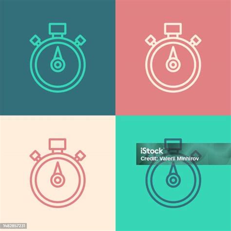 컬러 배경에 격리 된 팝 아트 라인 스톱 워치 아이콘 시간 타이머 기호입니다 크로노미터 기호 벡터 2 위 상 종류에 대한 스톡 벡터 아트 및 기타 이미지 Istock