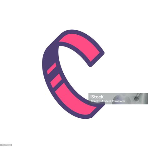 로고 문자 C 벡터의 기호입니다 선형 개요 아이콘입니다 아이소메트리 3d 컬러 대문자 플랫 문자 브랜드 회사 기호는 흰색 배경에