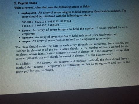 solved 2 payroll class write a payroll class that uses the