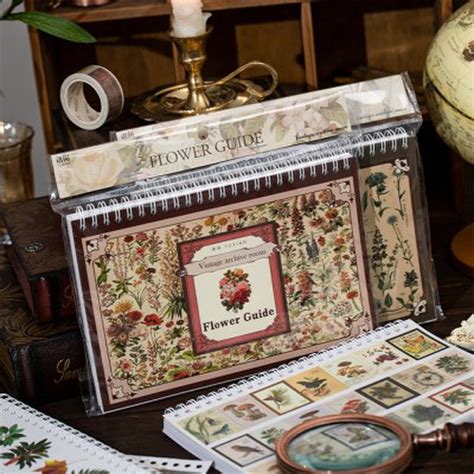 빈티지 플라워 나비 식물 스티커북 세트 다꾸 50장 믿고 사는 즐거움 Ssgcom