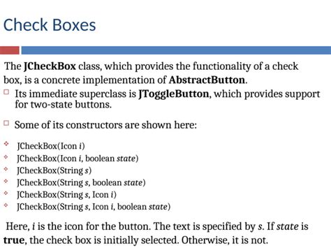 Jcheckbox Is A Light Weight Component Of Java Ppt