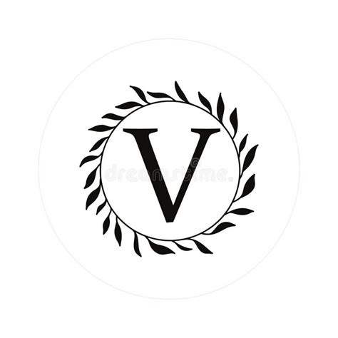 Letter V Initials With Round Floral Frames Vector Monogram Logo Cricut File Stock Vector