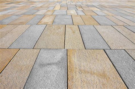 New Paving Made With Stone Blocks Of Rectangular Shape In A Pedestrian Zone Stock Image Image