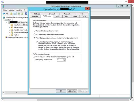 Konfiguration Windows Bereitstellungsdienste
