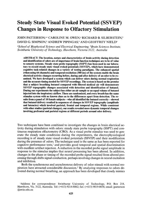 Pdf Olfactory Modulation Of Steady State Visual Evoked Potential