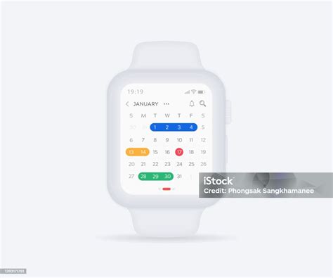 스마트워치 캘린더 플래너 앱 개념 활동 캘린더 템플릿 Ui Ux 손목시계 캘린더 일정 일정 연간 계획 회의 애플리케이션 캘린더 이벤트 약속 이벤트 피트니스 벡터 1월에 대한