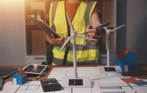 Female Architect Working At Home She Looked At The Blueprint Stock Image Image Of Industry