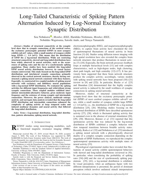 Pdf Long Tailed Characteristic Of Spiking Pattern Alternation Induced