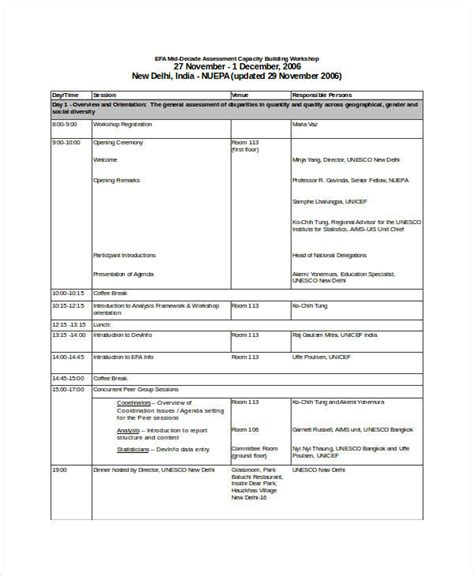 Agenda In Excel Examples Format Sample Examples