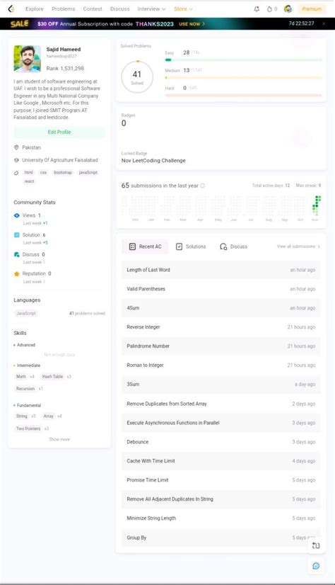 Sajid Hameed On Linkedin Practice Leetcode Leetcodeproblems
