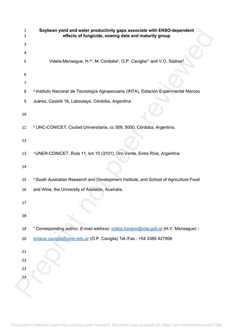 Pdf Soybean Yield And Water Productivity Gaps Associate With Enso Dependent Effects Of