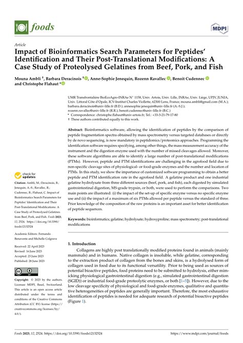 Pdf Impact Of Bioinformatics Search Parameters For Peptides