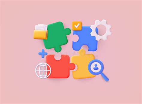 Colorful Puzzle Pieces Team Metaphor People Connecting Puzzle