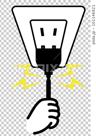 電源插頭從插座拔出時電源線被拉扯斷線導致火花四濺 插圖素材 101146821 PIXTA圖庫