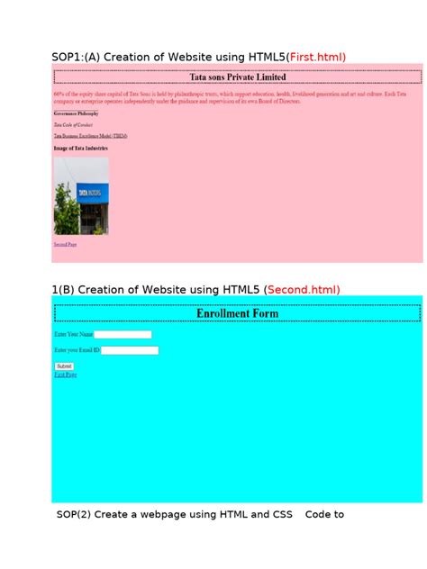 Html Practical Output Pdf