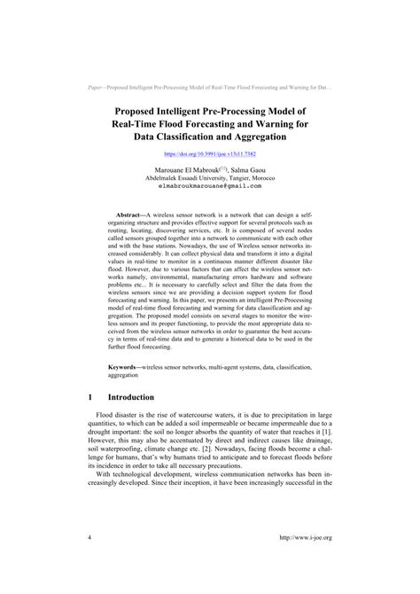 Pdf Proposed Intelligent Pre Processing Model Of Real Time Flood Forecasting And Warning For