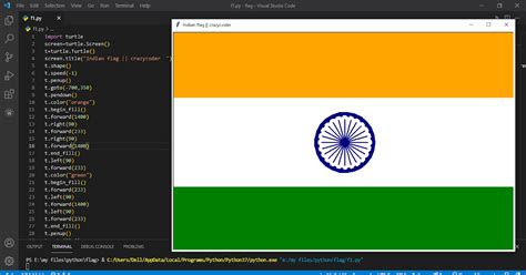 Indian Flag Using Python Turtle Crazycoder
