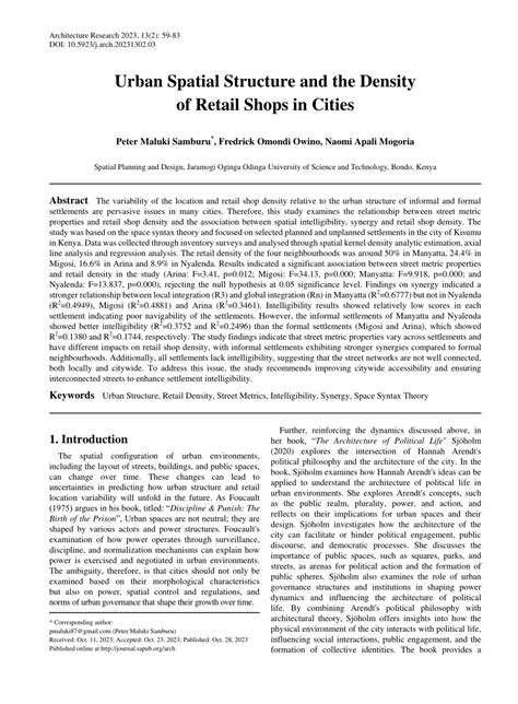 Pdf Urban Spatial Structure And The Density Of Retail Shops In Cities