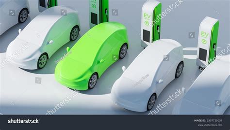 주차 넓은 형식에 Ev 충전기와 일렬로 스톡 일러스트 2507725057 Shutterstock