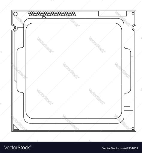 Simple Of Digital Electronic Computer Cpu Chip Vector Image