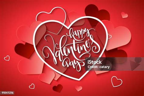 손으로 하트 모양 체리 토마토 배경에 많은 레이블해피 발렌타인 데이레터링 발렌타인의 날 인사말 카드 벡터 일러스트 레이 션 감상성에 대한 스톡 벡터 아트 및 기타 이미지