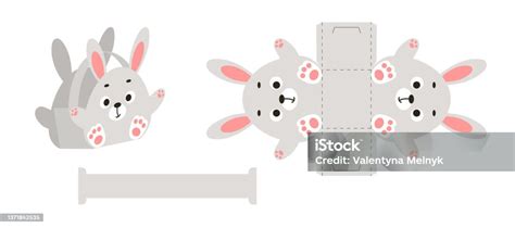 간단한 포장 선호 상자 토끼 디자인 과자 사탕 작은 선물 빵집 파티 패키지 다이 컷 템플릿 어떤 목적을 위한 훌륭한 디자인 생일