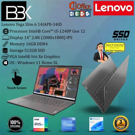 Jual Lenovo Yoga Slim Iap Id I P Gb Gb Ssd W H Ohs Yr Jakarta Pusat