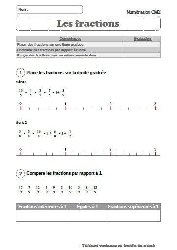 Évaluation Mathématiques Les Fractions Simples Cm1 Cm2 Fée Des écoles