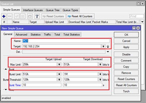 Limitasi Bandwidth Sederhana Menggunakan Burst Limit Pada Simple Queue