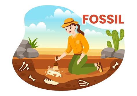 Premium Vector Fossil Illustration With Archaeologists Finds Dinosaur