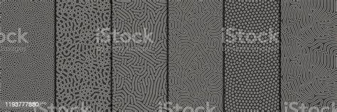 둥근 라인 드립과 유기 원활한 패턴의 집합입니다 확산 반응 배경 생물학적 모양의 선형 설계 자연 세포 미로 산호의 구조 추상 벡터 그림입니다 디자인에 대한 스톡 벡터 아트