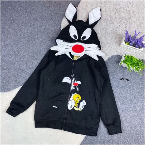 Sg0247 เสื้อกันหนาว ลายแมวมาลี แมวซิลเวสเตอร์ ฮู้ดการ์ตูน Stylegu Fashion Thaipick