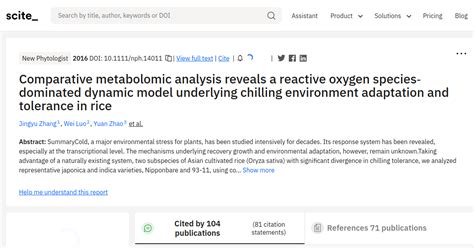 Comparative Metabolomic Analysis Reveals A Reactive Oxygen Species