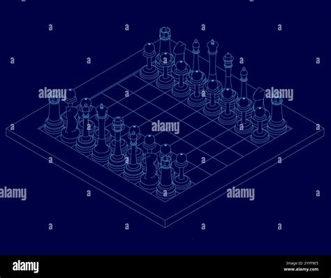 Chess Isometric Contour Board Game Figures Piece Queen Bishop Strategy