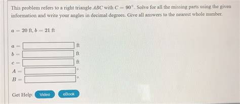 solved this problem refers to a right triangle abc with c