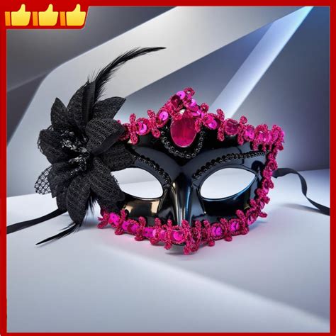 Diamond Venetian Mask Venice Feather Flower Wedding Carnival