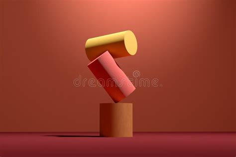 Stack Of Colorful Cylinders Balancing On Each Other Stock Illustration Illustration Of