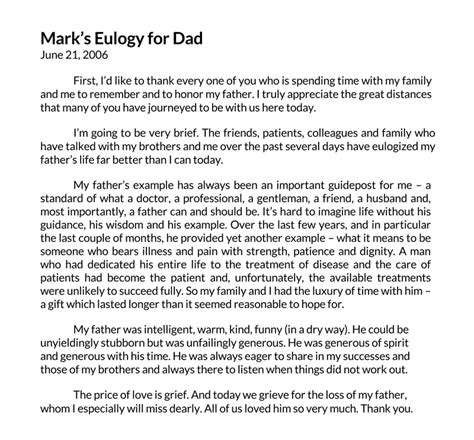 Short Eulogy Examples For A Father At Anna Steven Blog